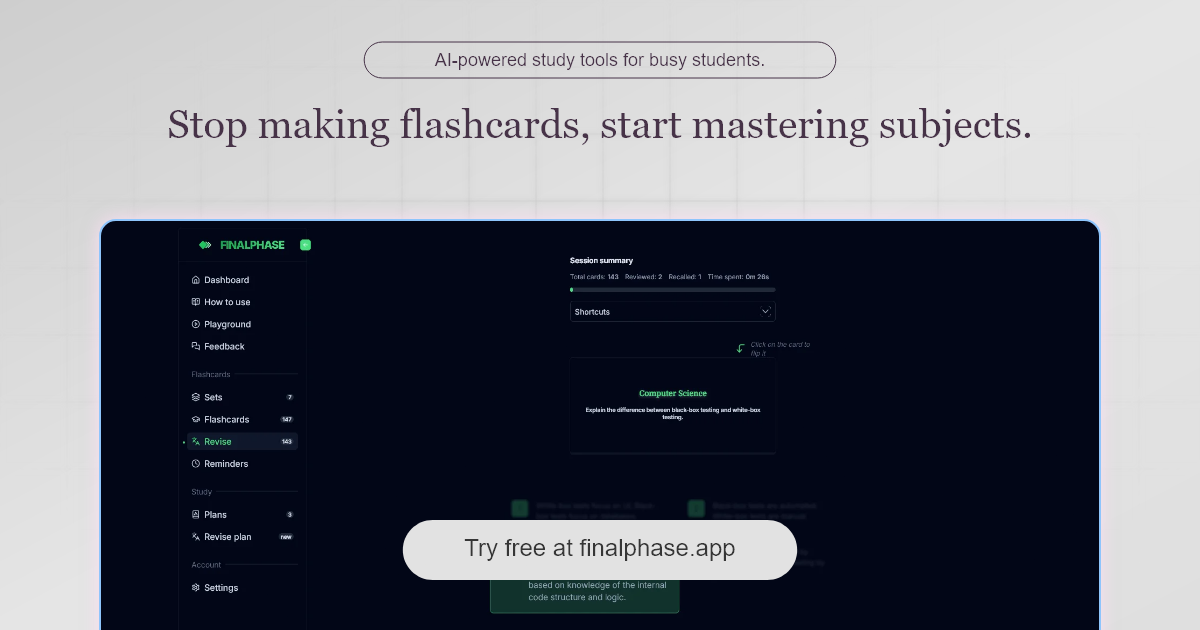 Final Phase: AI Flashcards & Study Tools for Students